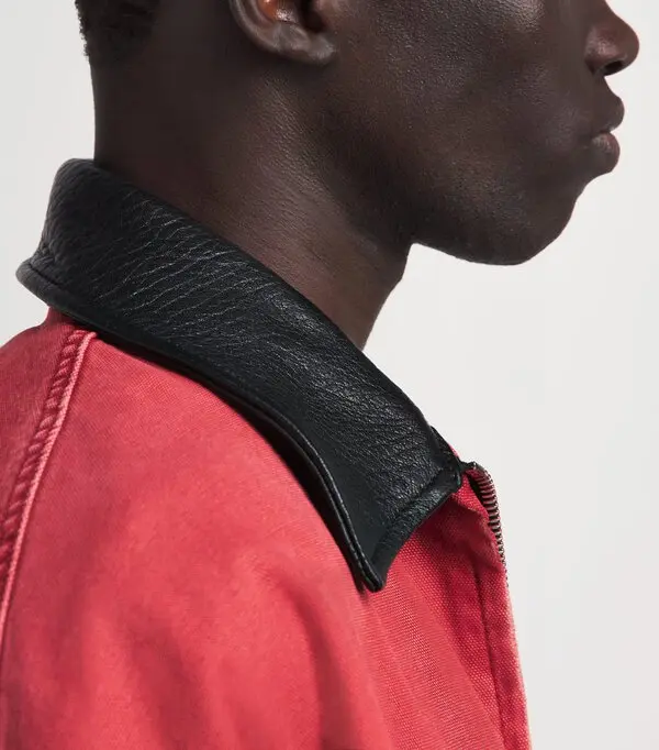COLE BUXTON Cotton Leather-collar Trucker Jacket