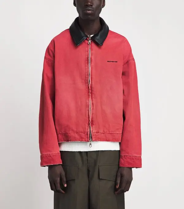 COLE BUXTON Cotton Leather-collar Trucker Jacket