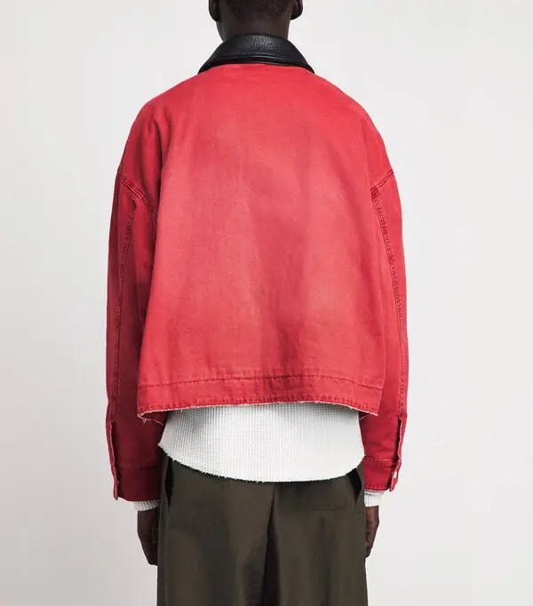 COLE BUXTON Cotton Leather-collar Trucker Jacket