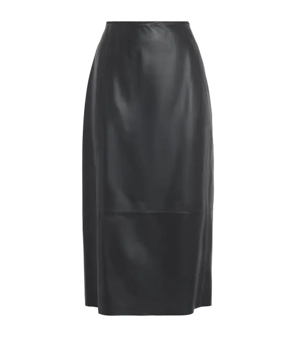 Vince Lambskin Midi Skirt