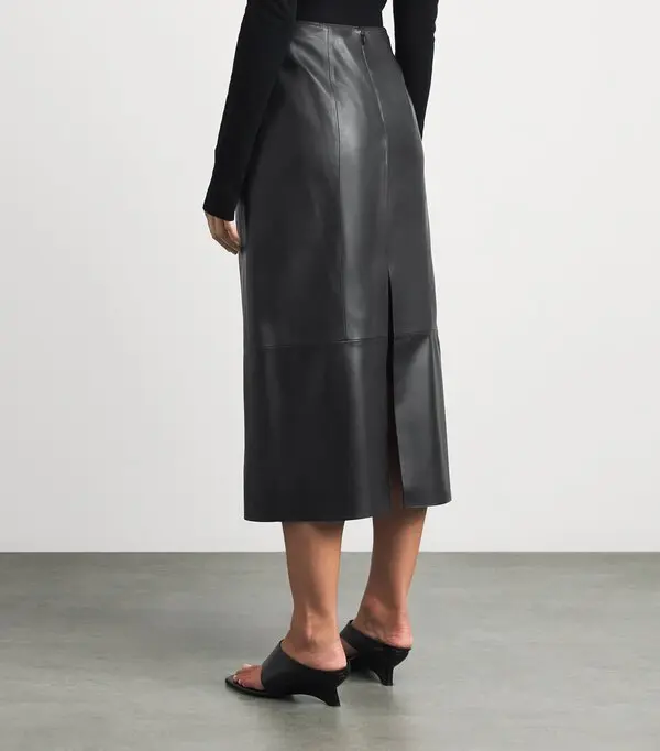 Vince Lambskin Midi Skirt