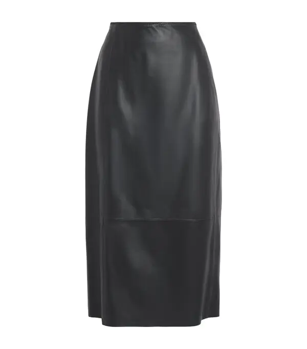 Vince Lambskin Leather Midi Skirt