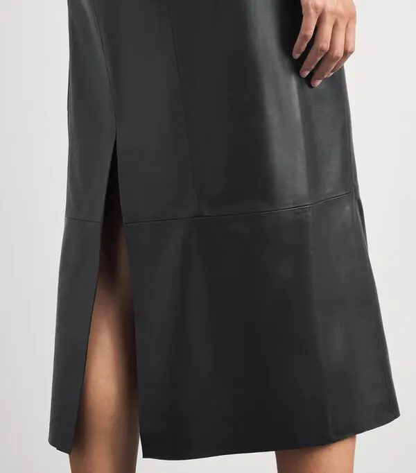 Vince Lambskin Leather Midi Skirt