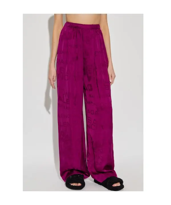 Balenciaga Allover Logo Wide-leg Trousers