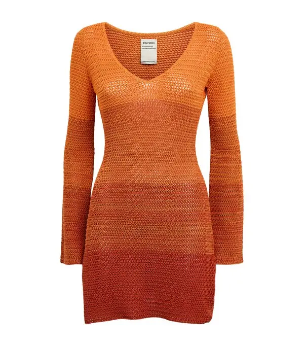 Escvdo Crochet Mishi Mini Dress - Orange
