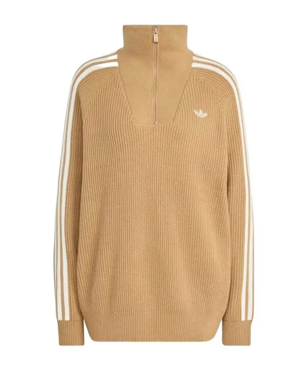 ADIDAS ORIGINALS Funnel Neck Quarter Zip Sweatshirt - Nude