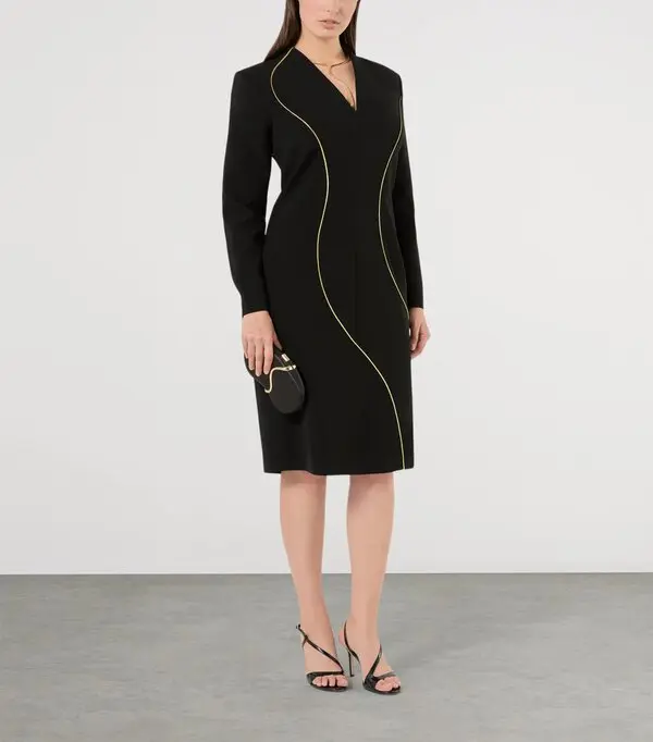 Marina Rinaldi Asymmetrical V-neck Midi Dress