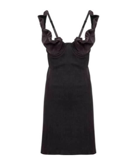 Y/project Ruffled Denim Minidress - Black