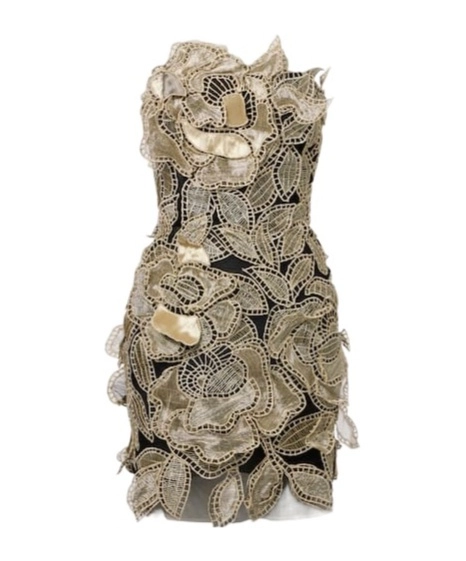 Oscar De La Renta Strapless Floral Appliqué Tulle Minidress - Nude
