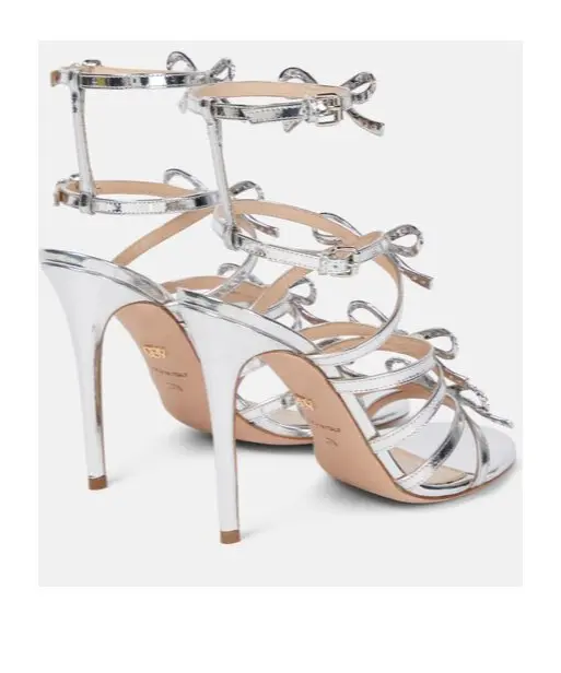 Giambattista Valli Silver Love Bow Embellished Sandals