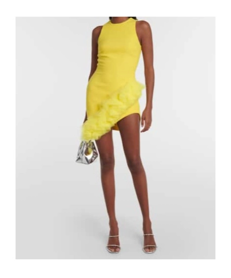 David Koma Ruffled Virgin Wool Crepe Minidress