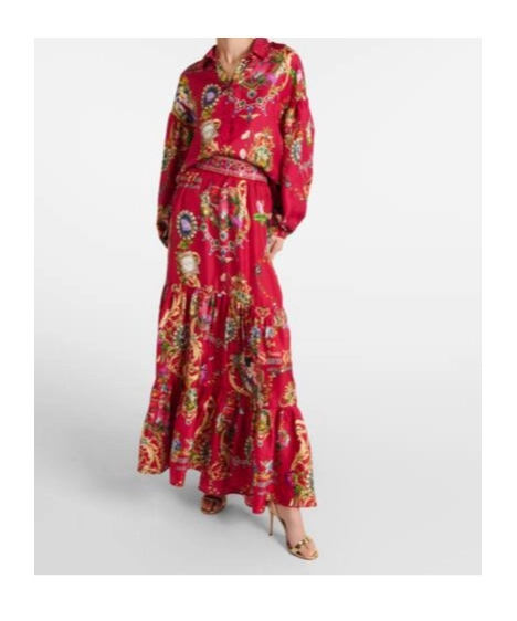 Camilla Printed High-rise Tiered Silk Maxi Skirt