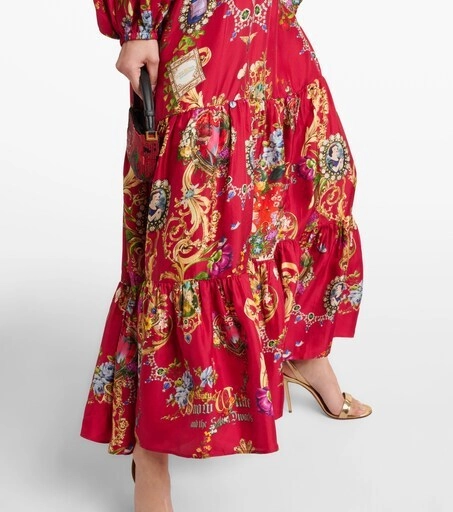 Camilla Printed High-rise Tiered Silk Maxi Skirt