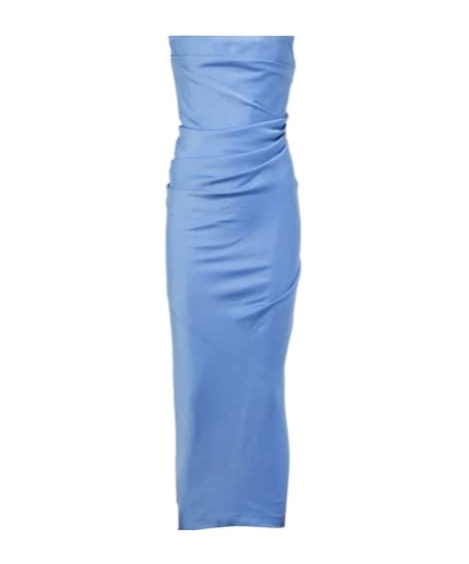 Alex Perry Draped Strapless Crepe Midi Dress