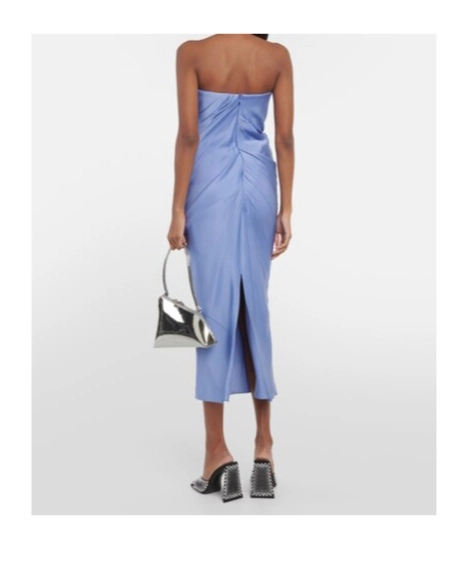 Alex Perry Draped Strapless Crepe Midi Dress