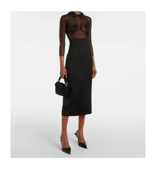 Blumarine Mesh And Satin Midi Dress