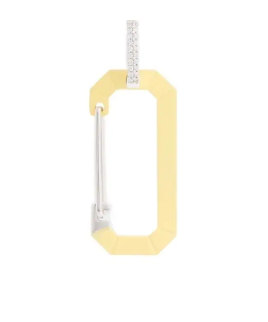 EERA Chiara Big Single Earring In White Gold And Sterling Silver With Pave Diamonds - Yellow