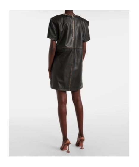 AREA Studded Leather Shirt Dress
