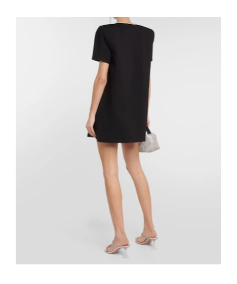 AREA Crystal Bow Embellished V-neck Jersey T-shirt Dress