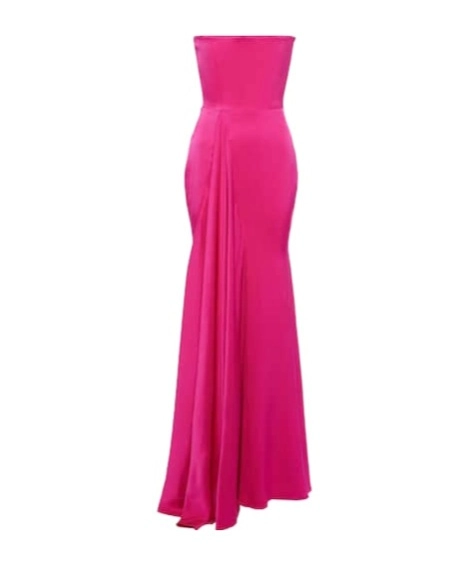 Alex Perry Strapless Draped Crêpe Satin Gown