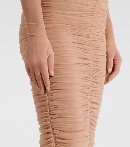 Alex Perry Sweetheart Ruched Mesh Midi Dress