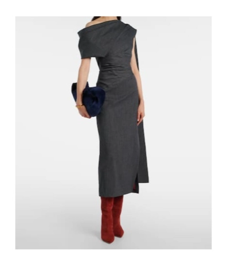 ROKSANDA Maite Herringbone Draped Midi Dress