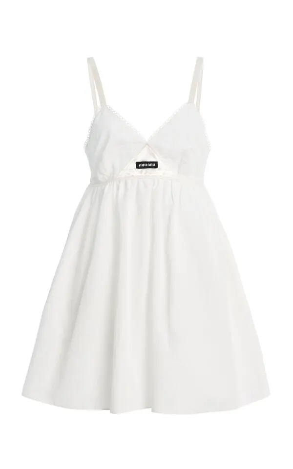 Miu Miu Pop Cotton-blend Mini Dress - White