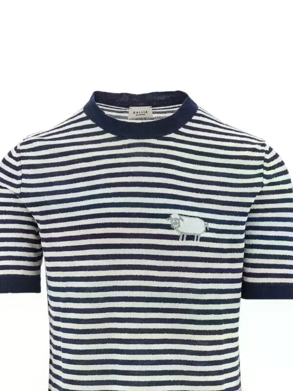 GALLIA Striped Sheep-motif T-shirt