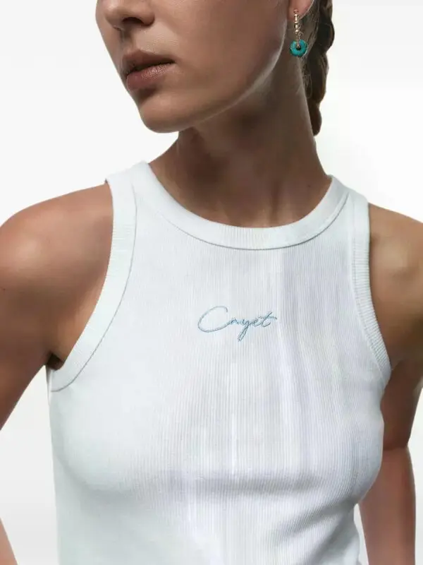 CAYET Rita Logo-embroidered Ribbed Tank Top