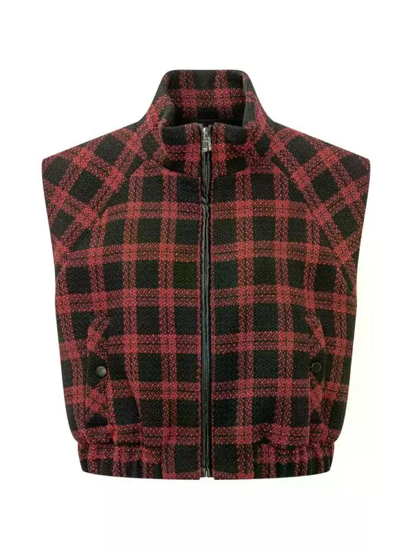 Pinko Check-pattern Zip-up Gilet - Black