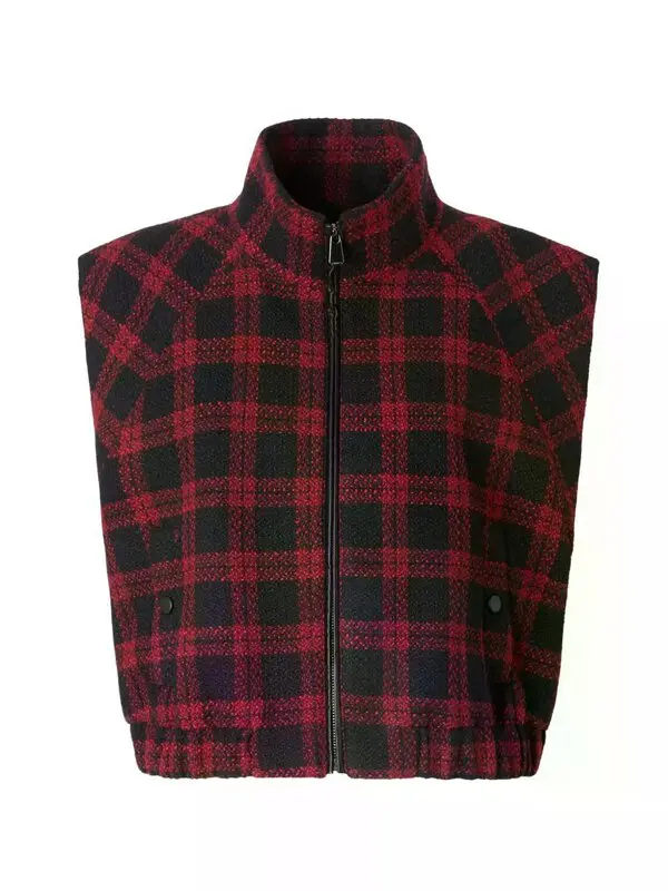 Pinko Check-pattern Zip-up Gilet - Black