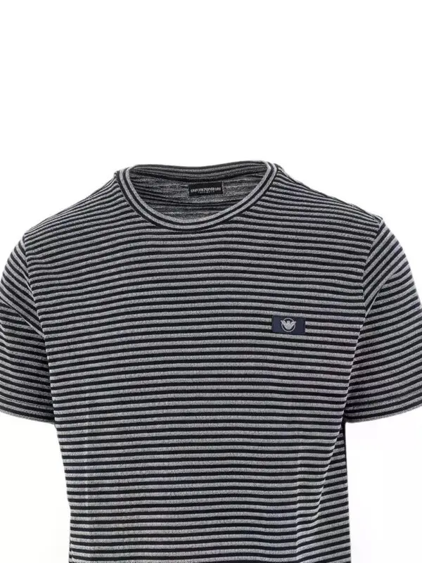 Emporio Armani Striped Cotton T-shirt - Black