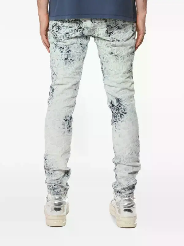 PURPLE BRAND Monogram Jacquard Acid-wash Slim Cut Jeans