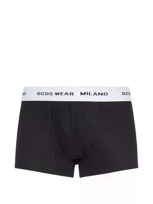 Gcds Logo-waistband Fine-ribbed Boxers - Black