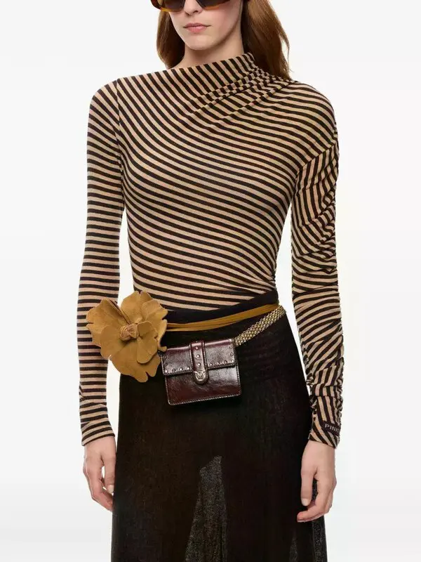 Pinko Striped Ruched Detail Top - Neutrals