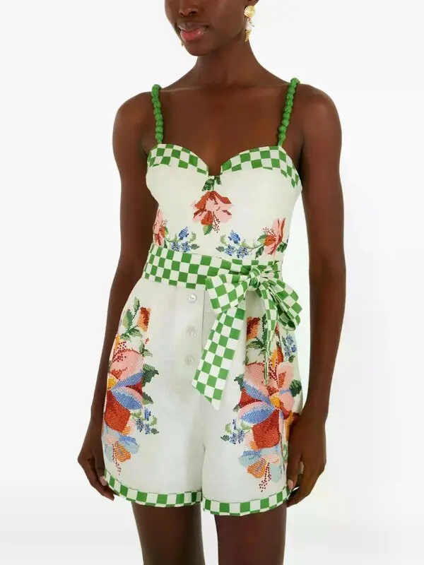 Farm Rio Calm Breeze" Floral Print Playsuit - White