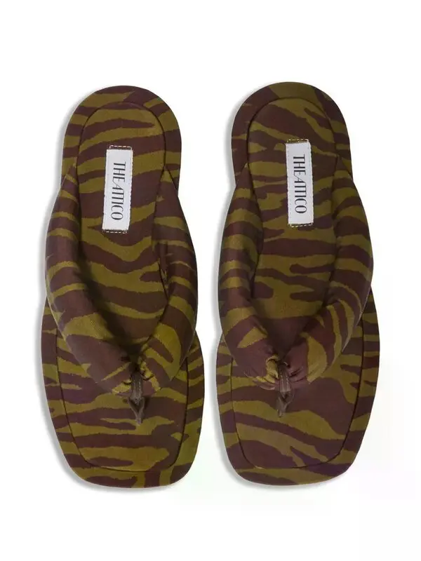 Attico Indie Zebra-print Flip Flops - Brown