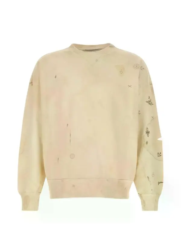 GOLDEN GOOSE Distressed Graphic-print Crew Neck Sweater