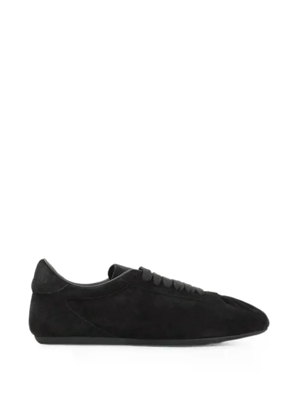 Dolce & Gabbana Logo Plaque Ruched Suede Sneakers