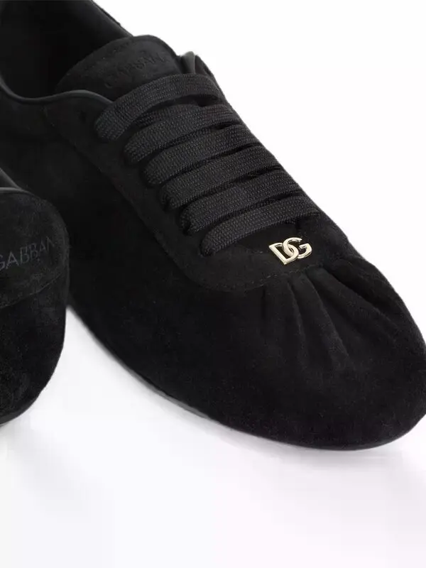 Dolce & Gabbana Logo Plaque Ruched Suede Sneakers