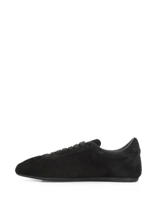 Dolce & Gabbana Logo Plaque Ruched Suede Sneakers