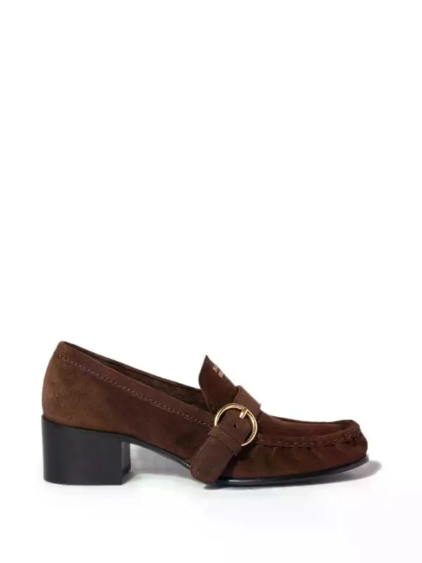 Miu Miu Suede Loafers With Buckle Detail