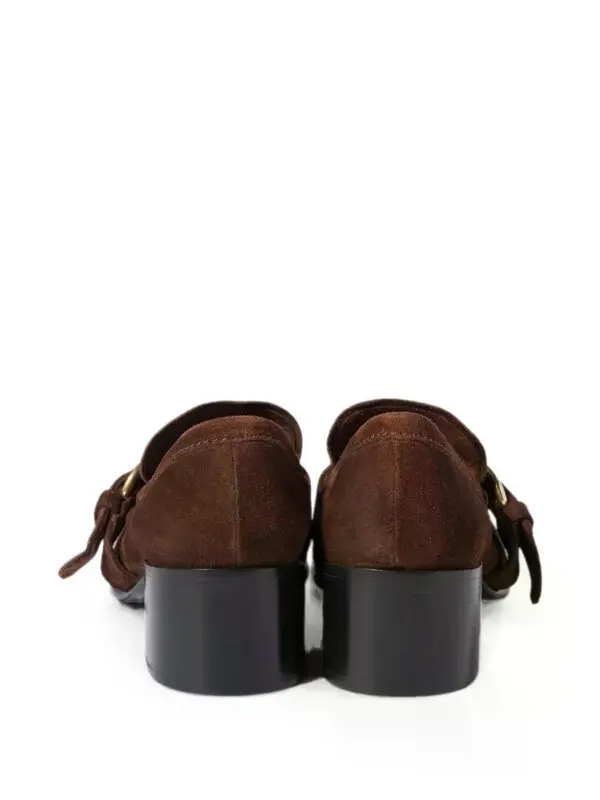 Miu Miu Suede Loafers With Buckle Detail