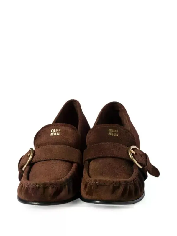 Miu Miu Suede Loafers With Buckle Detail