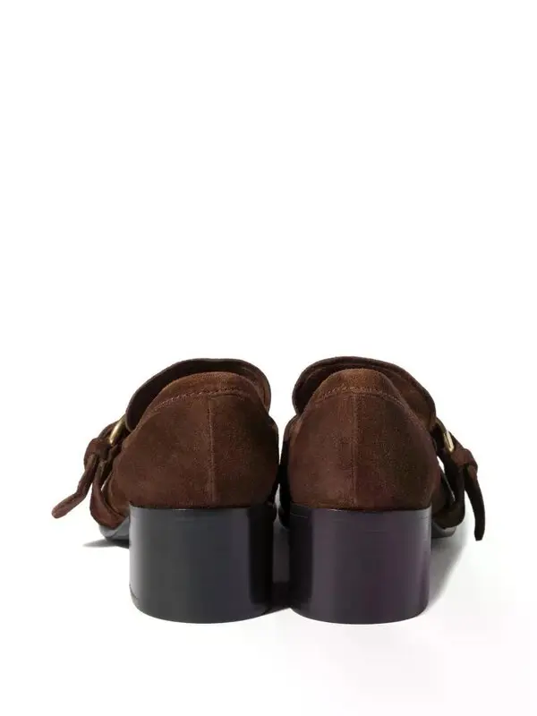 Miu Miu Suede Loafers With Buckle Detail