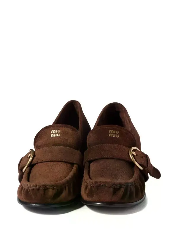 Miu Miu Suede Loafers With Buckle Detail