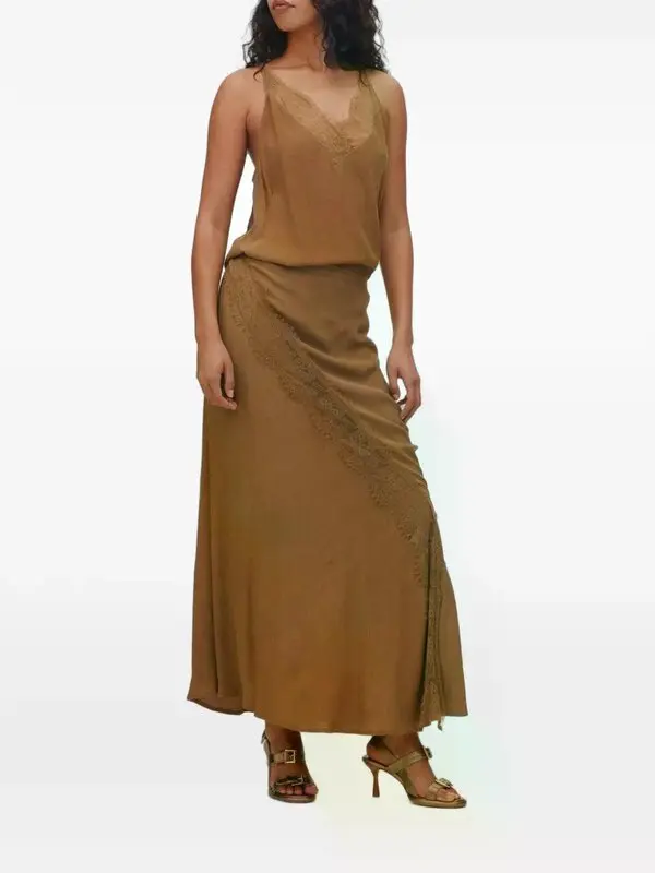 RABENS SALONER Lace-trim Maxi Skirt - Neutrals