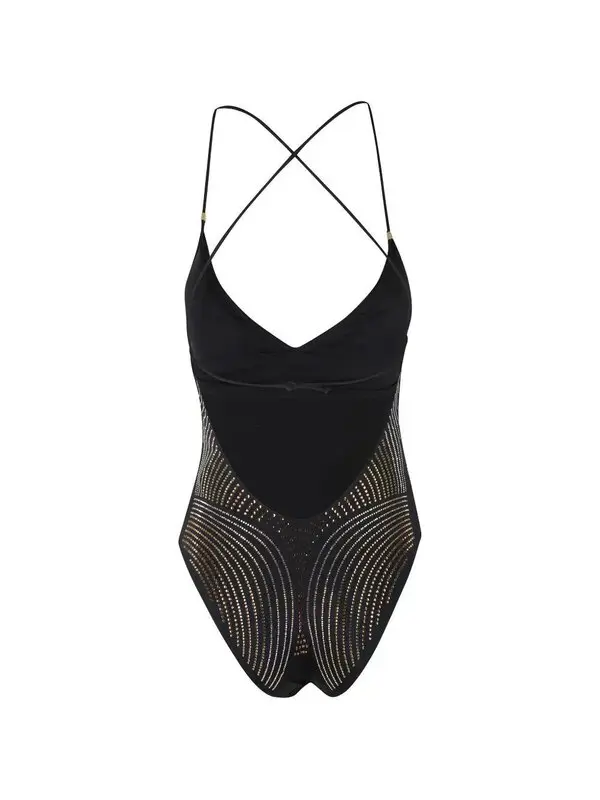 PIN-UP STARS Embellished Crossover Strap Swimsuit