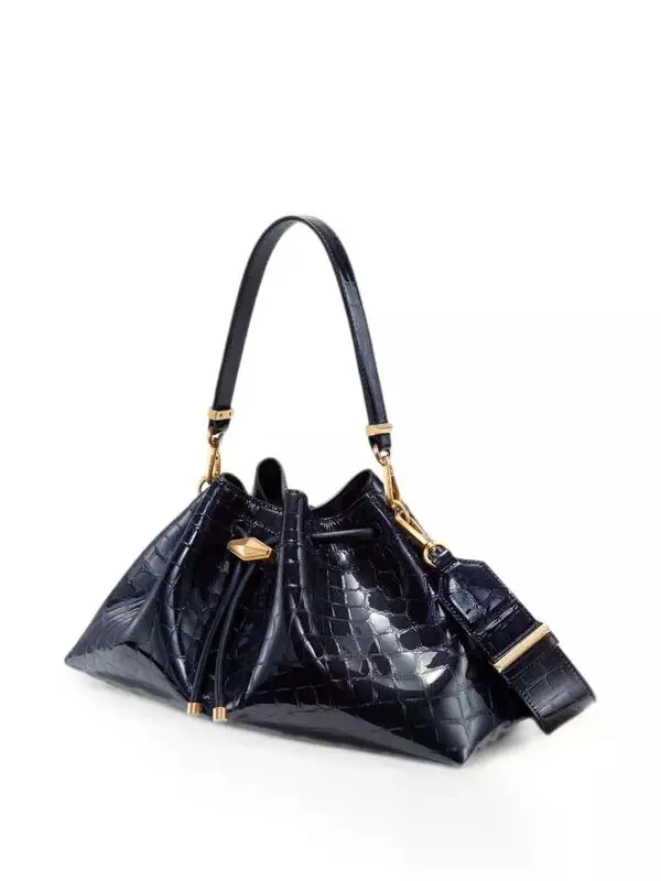 JIMMY CHOO Medium Cinch Croc-effect Shoulder Bag