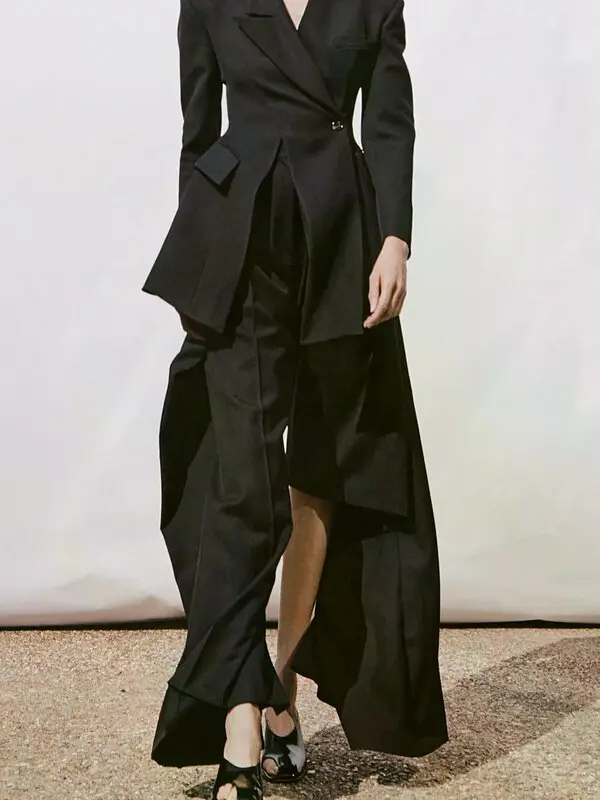 A.W.A.K.E. Mode Slit-knee Draped Trousers - Black